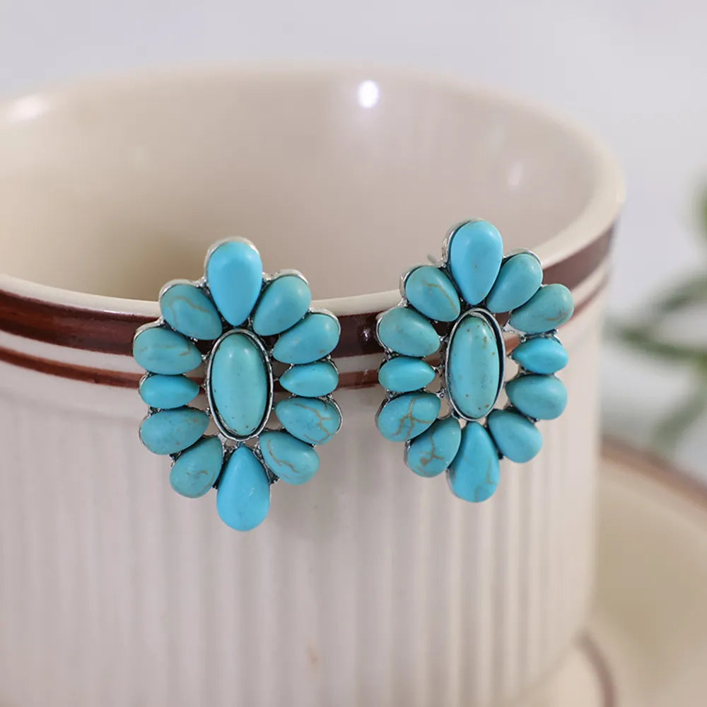 Flower Shape Turquoise Earrings – Lazy B Western Wear & Tack
