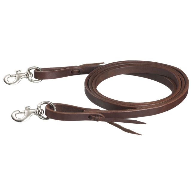 Tough1 Premium Harness Leather Roping Reins with Waterloop Snap Ends ...