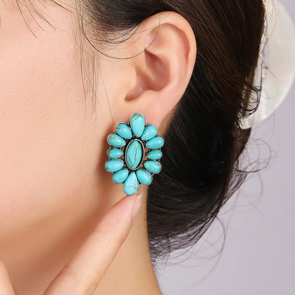 Flower Shape Turquoise Earrings – Lazy B Western Wear & Tack