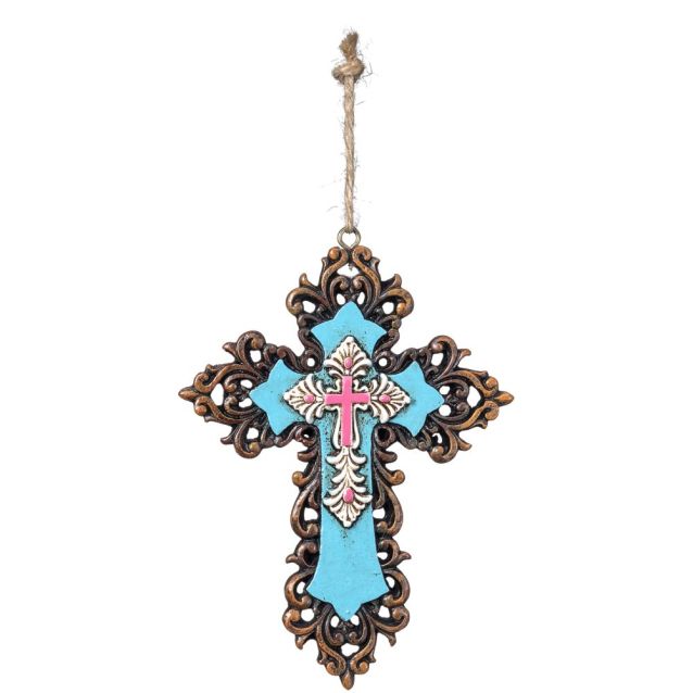 Pink & Turquoise Cross Ornament – Lazy B Western Wear & Tack