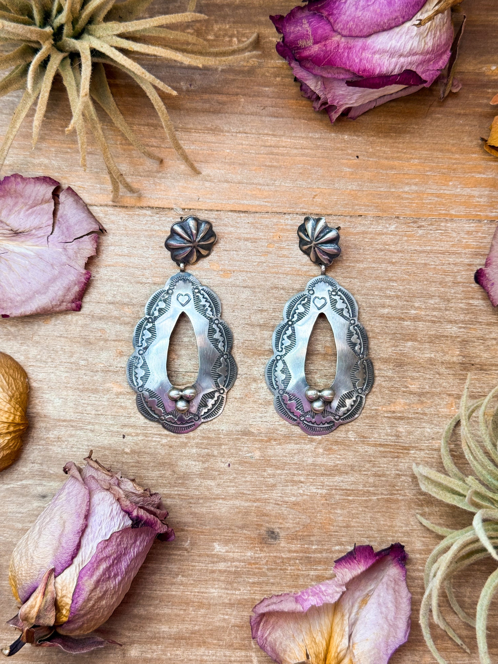 Sterling Silver Teardrop Earrings – Native Made by Rita Lee – Lazy B ...