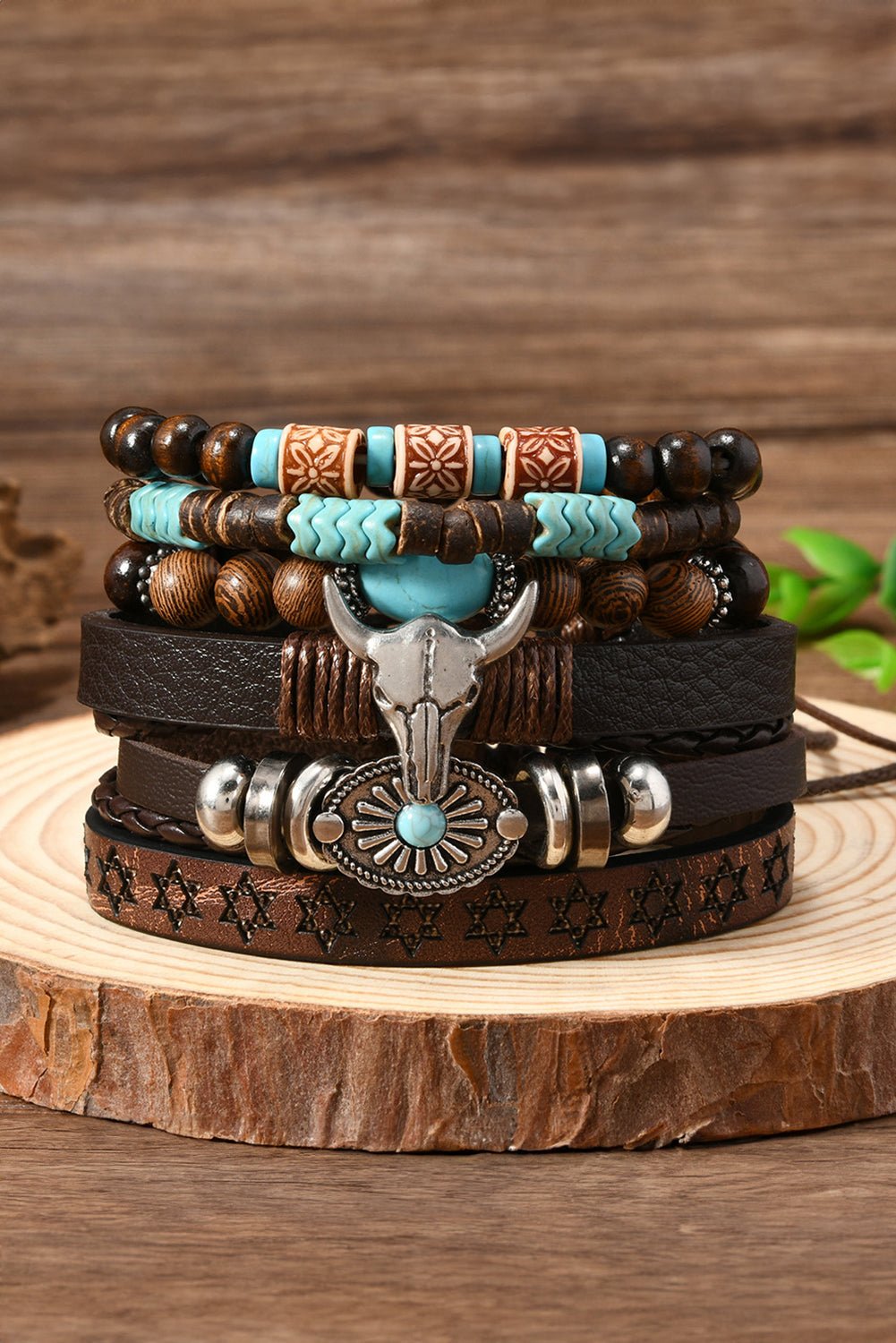 Chestnut Bull Skull Turquoise Beaded Bracelet Set – Lazy B Western Wear ...